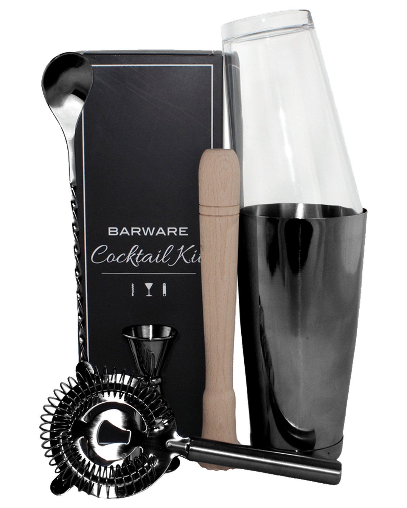 Buy Bev-equip Cocktail Kit Black Chrome 6 Piece In Gift Box Online ...