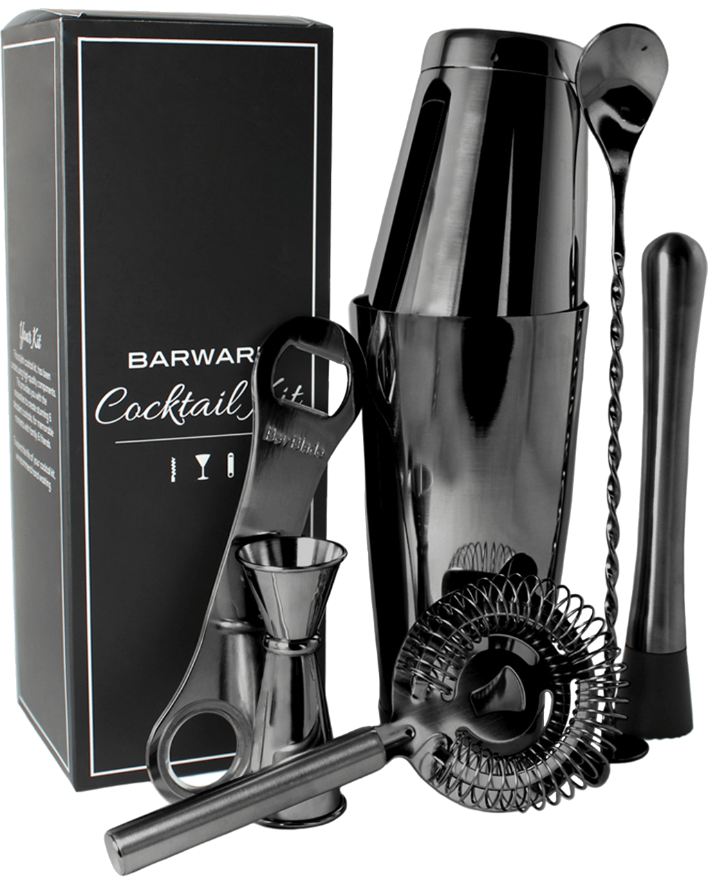 Buy Bev Equip Cocktail Kit 7 Piece Black Chrome In Gift Box Online ...