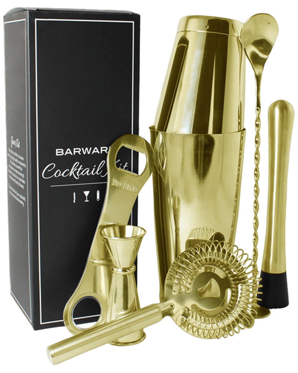Barware Cocktail Kit 7 Piece Set Gold In Gift Box (Unbeatable Prices ...