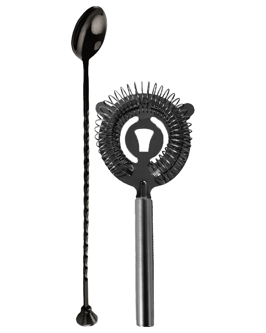 Buy Barware Cocktail Strainer Hawthorn Black Chrome & Bar Spoon Twist With Stud Muddler Black ...