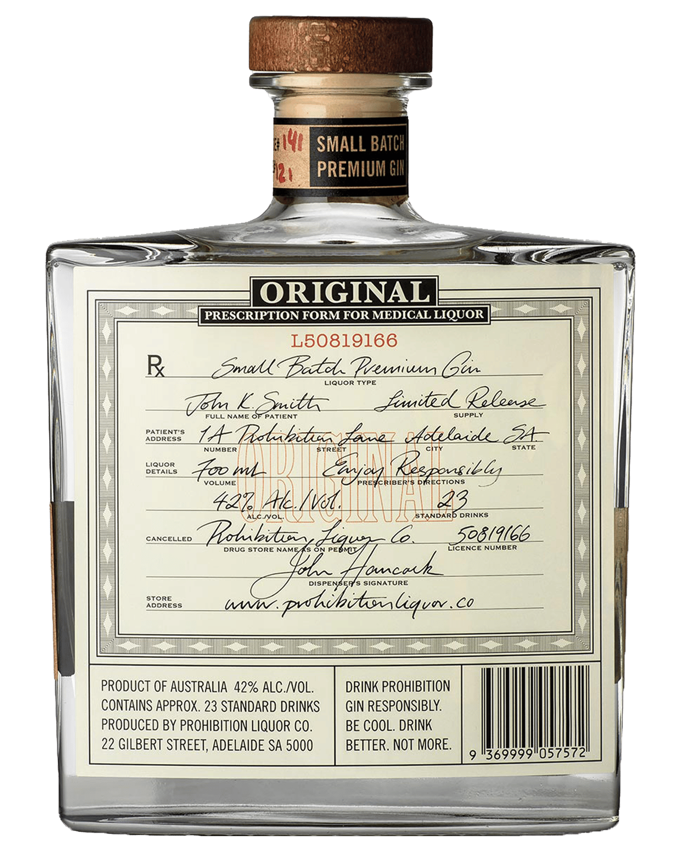 Buy Prohibition Liquor Co. Prohibition Original Gin 700ml Online ...