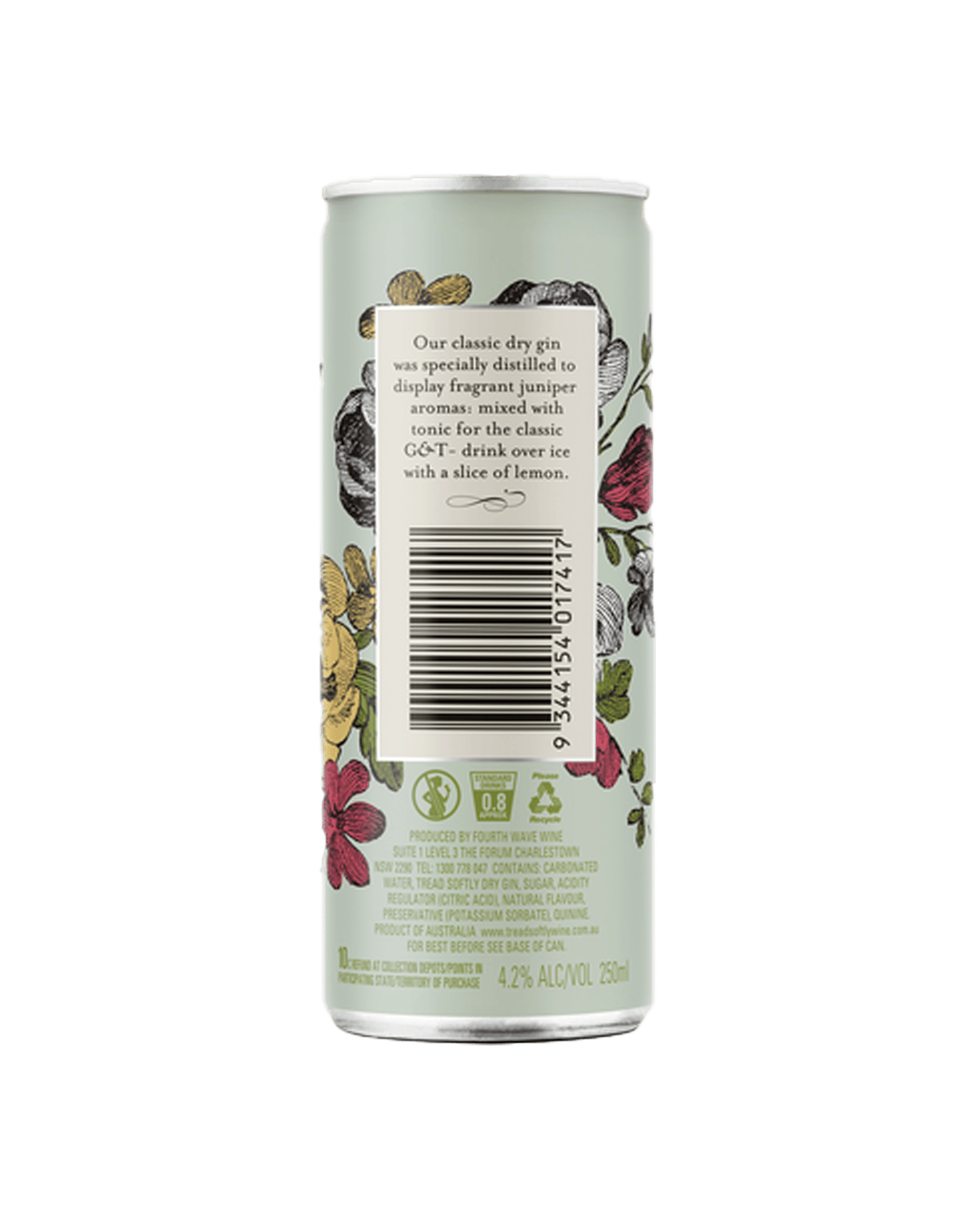 Buy Tread Softly Natural Botanicals Dry Gin & Tonic Sugar Free 250ml ...