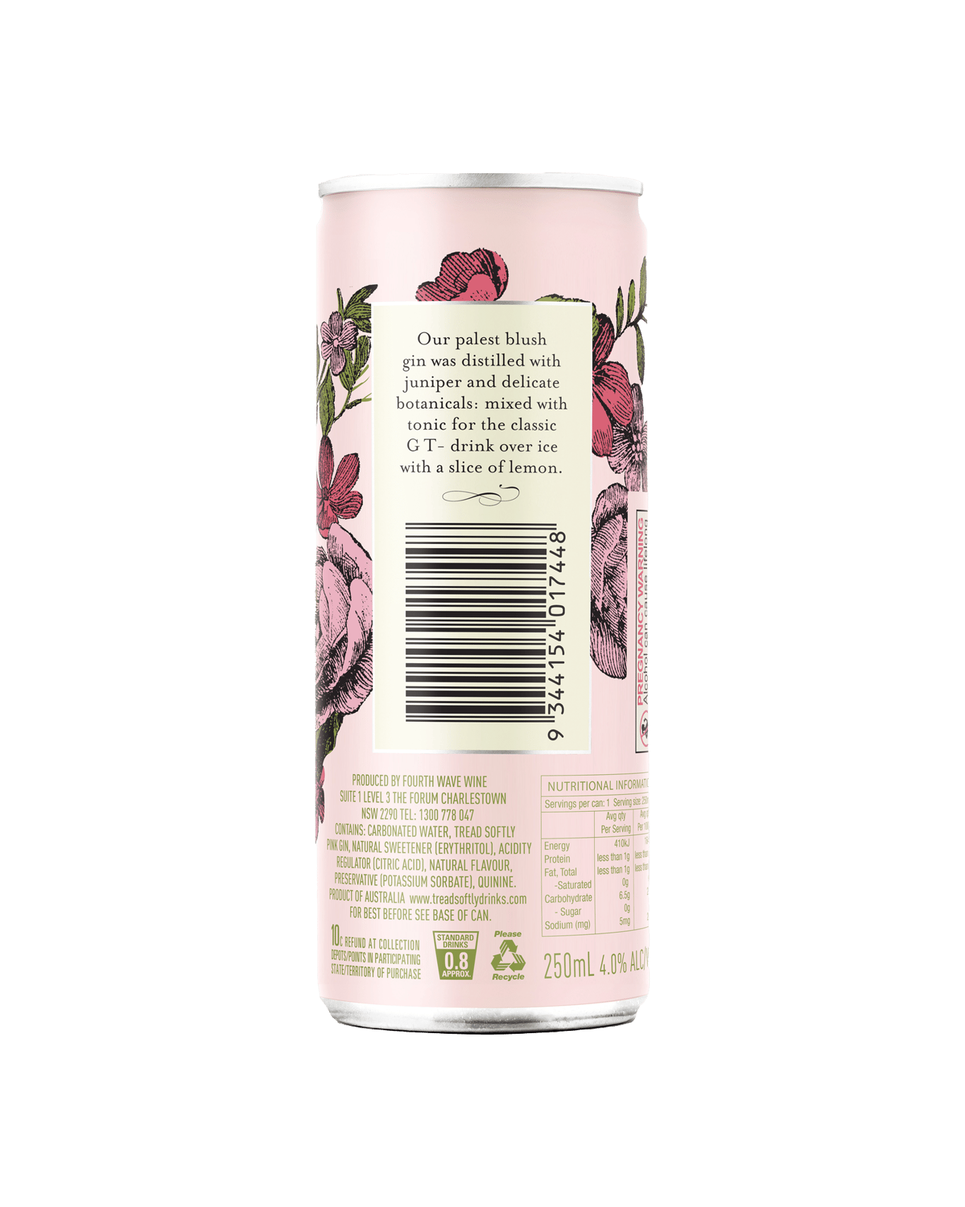 Buy Tread Softly Delicate Botanicals Pink Gin & Tonic Sugar Free 250ml ...