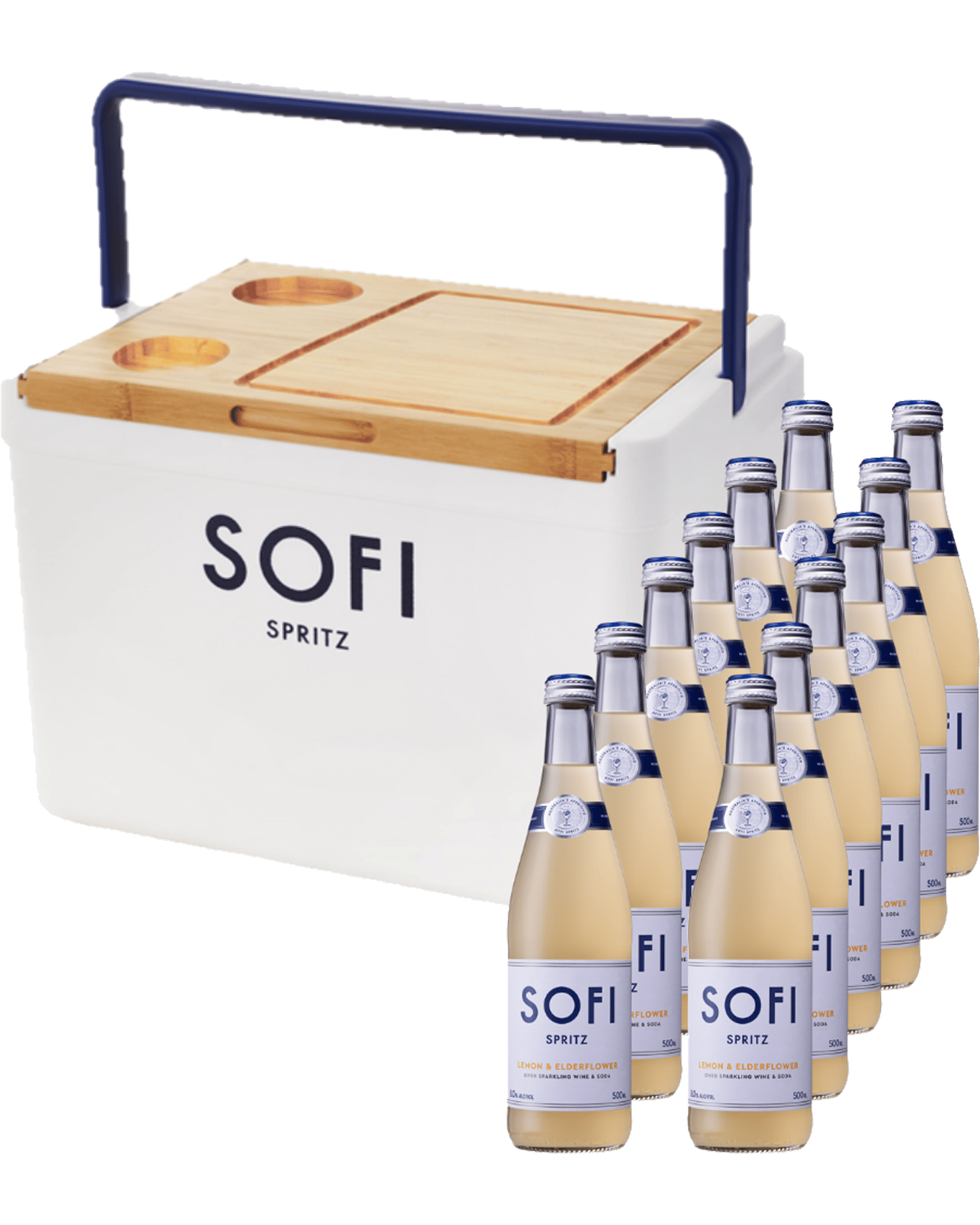 Buy Sofi Spritz Lemon & Elderflower 12x500ml Bottles & Esky Online (Low ...