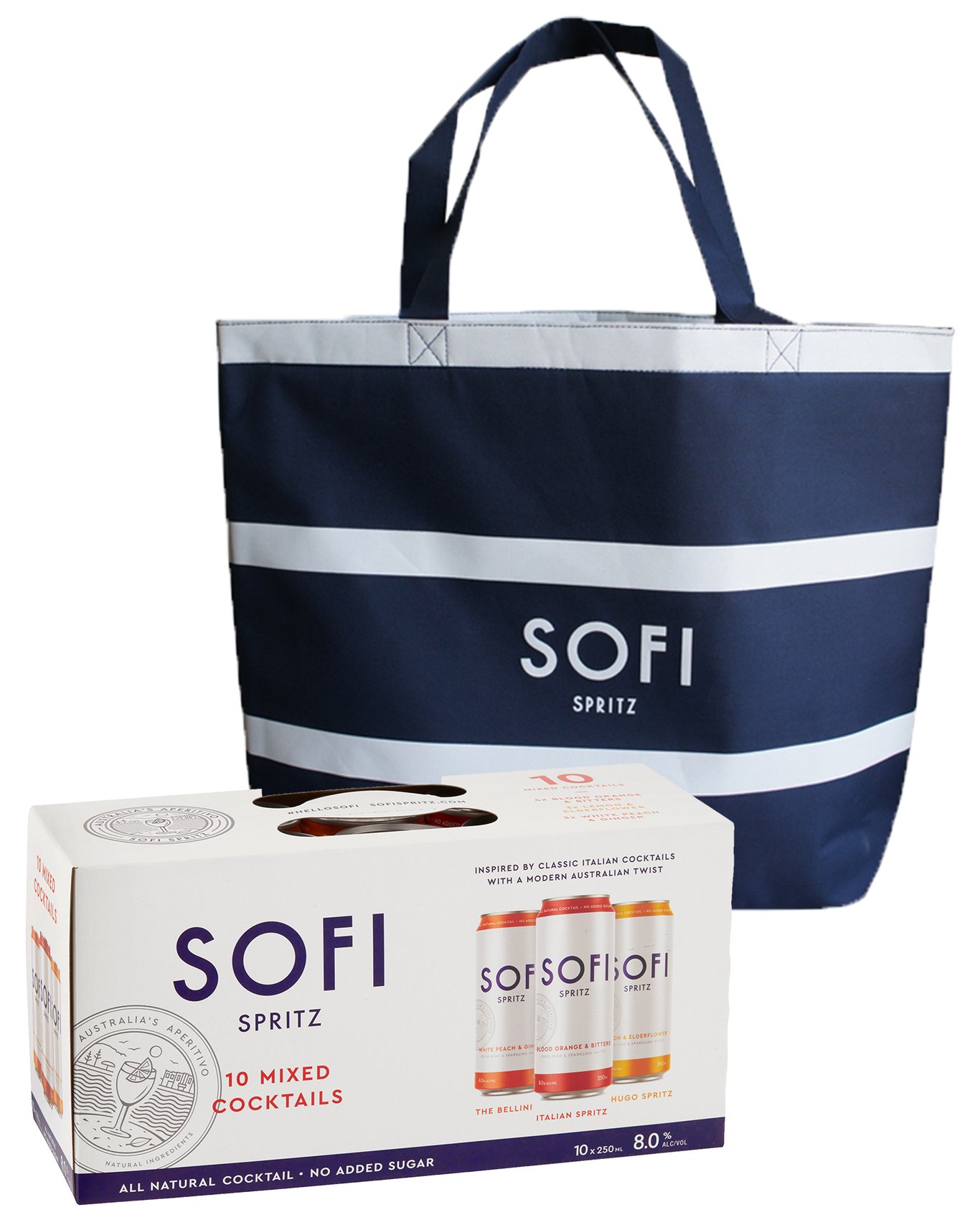 Buy Sofi Spritz Mixed Sofi 10 X 250ml Cans 10 Pack & Picnic Bag Online ...