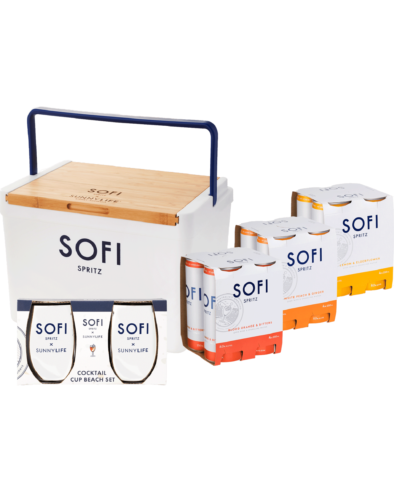 Buy Sofi Spritz Mixed 250ml Cans + Esky + Twin Pack Of Cups Online ...