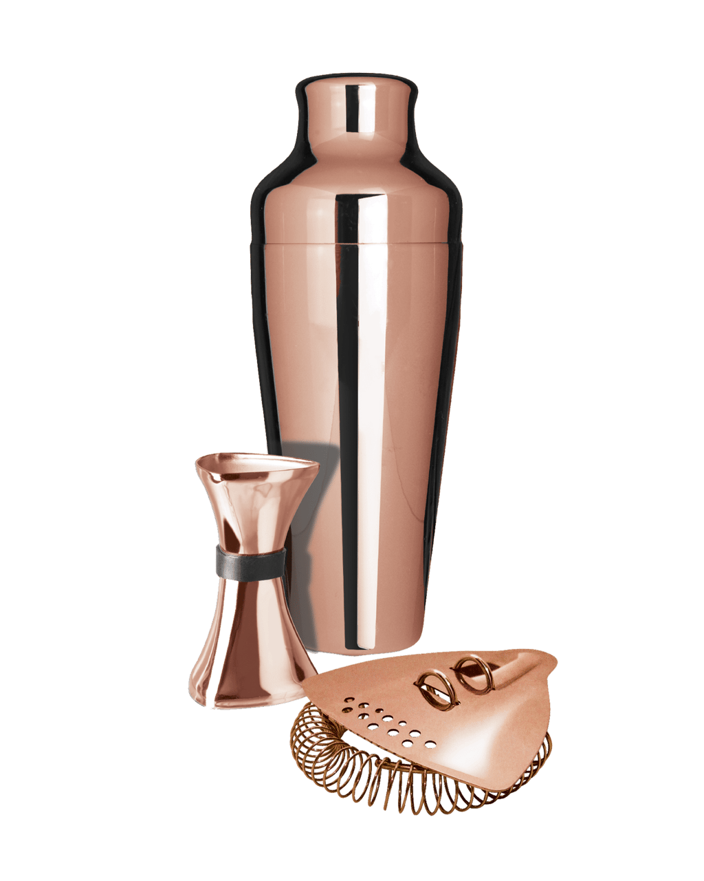 Buy Uber Bar Tools Shaker, Measure & Strainer Set Copper Gift Set ...