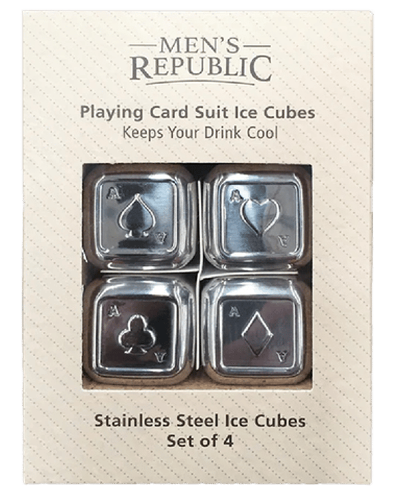 Buy Men's Republic Stainless Steel Playing Card Ice Cubes Set Online ...