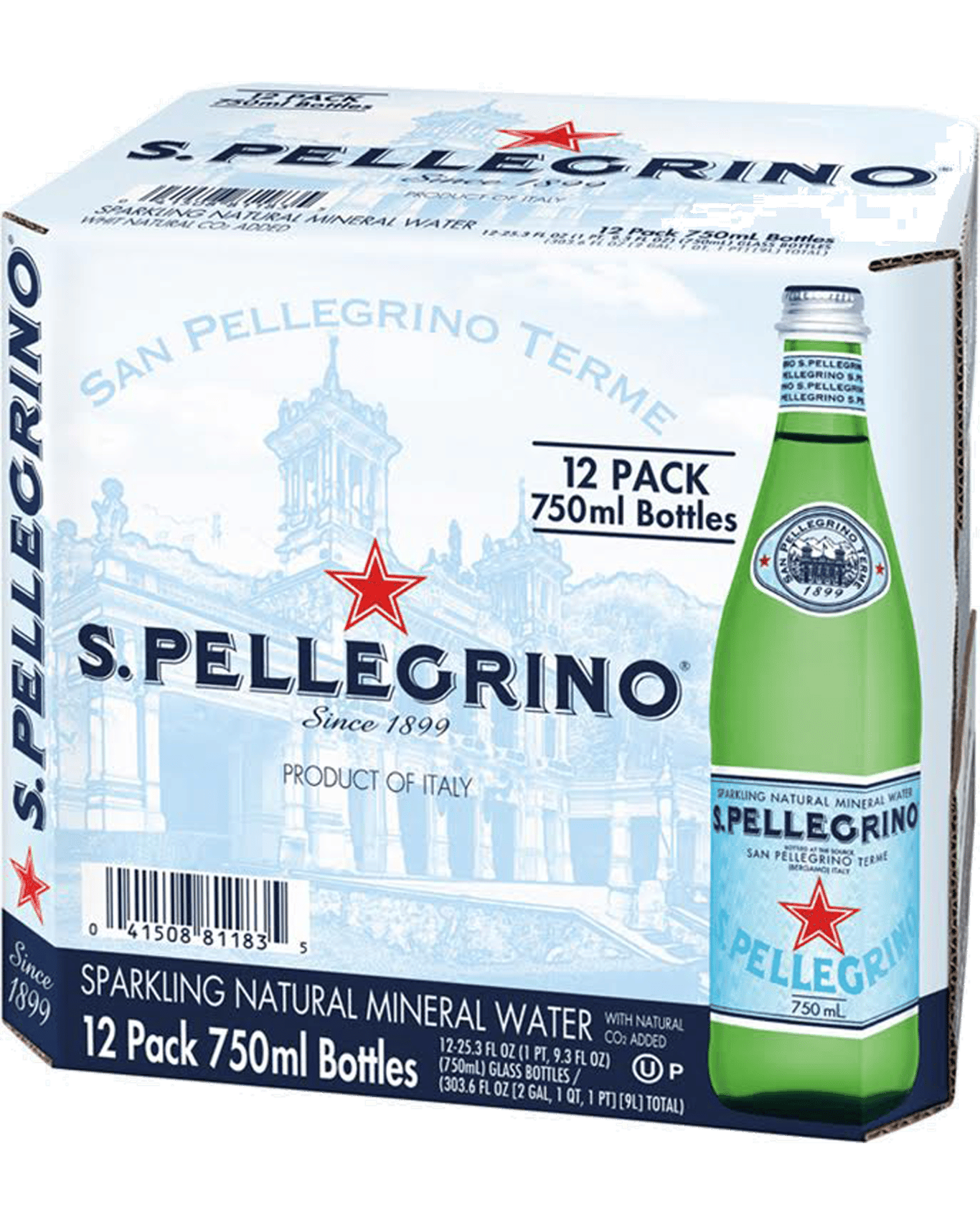 Buy S.pellegrino Sparkling Natural Mineral Water Glass Bottles 750ml Online @Lowest Price