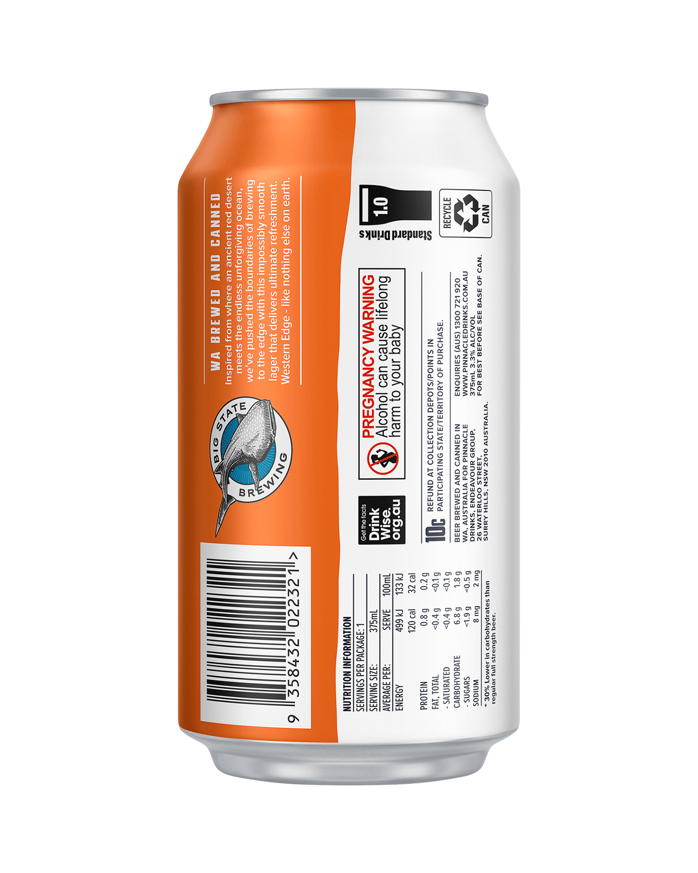 Buy Big State Western Edge Mid Strength Lager Can 375ml Online @Lowest ...