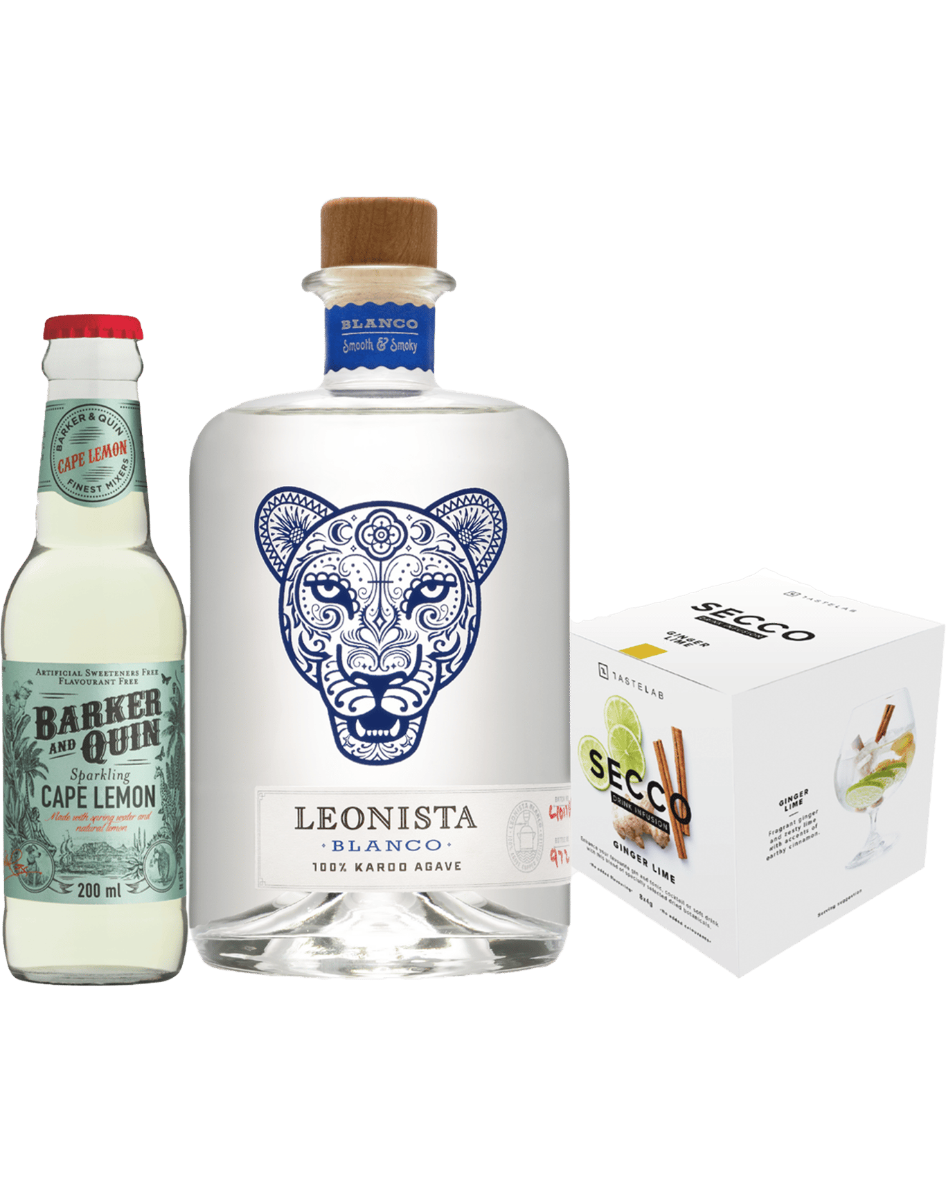 Buy Leonista Blanco Agave, Barker & Quin Cape Lemon Mixer & Secco Drink ...