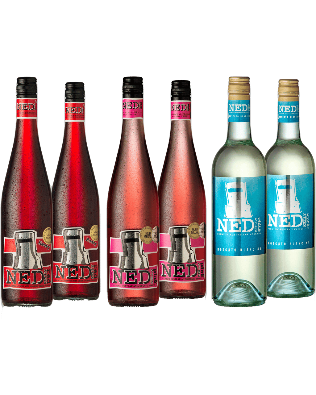 Ned Kelly Red Pink White Moscato 6X750mL - Boozy