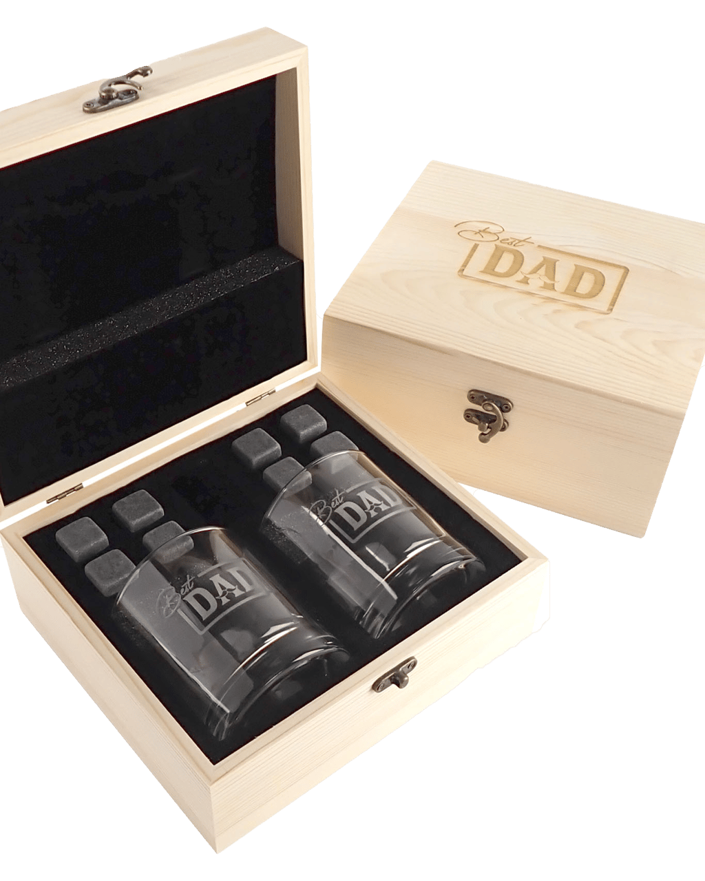 Buy Personalised Favours Wooden Gift Box Twin Scotch & Stone Set - Best ...