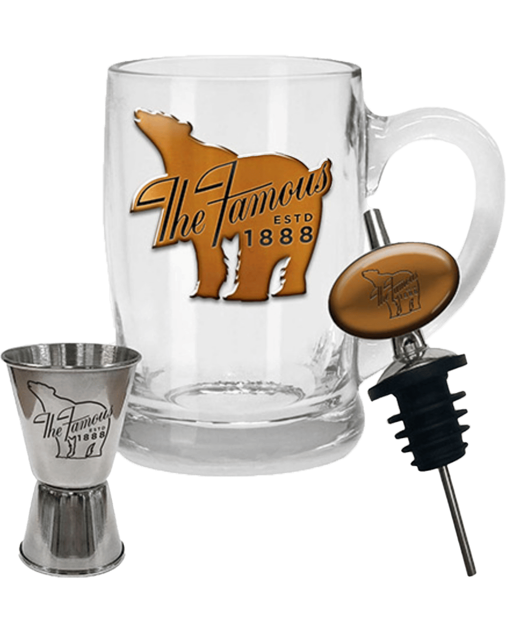 Buy Bundaberg Rum Bear Glass Stein, Double Jigger & Pourer Gift Set ...
