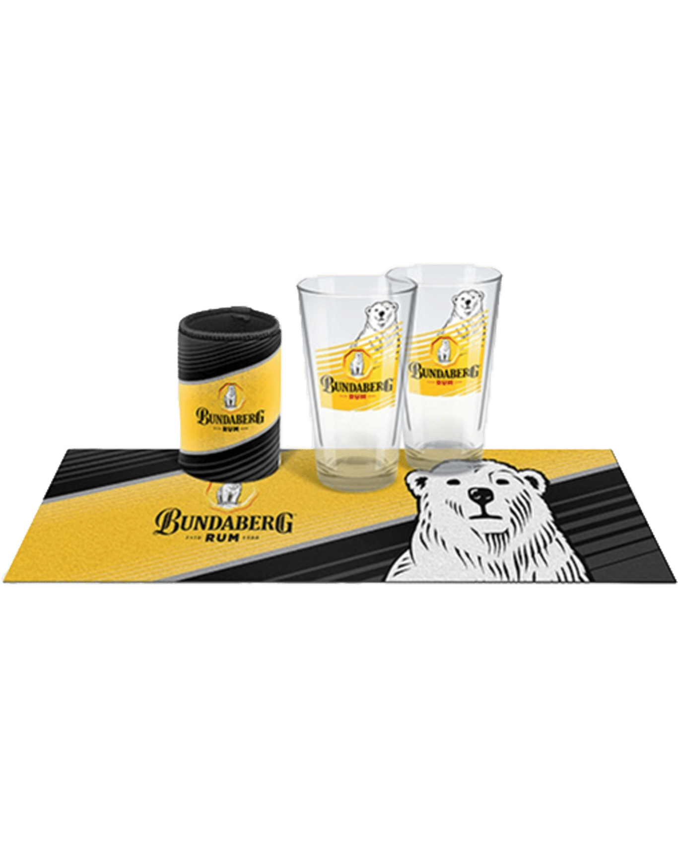 Buy Bundaberg Rum Bar Runner, Glasses, Cooler Essentials Gift Pack ...