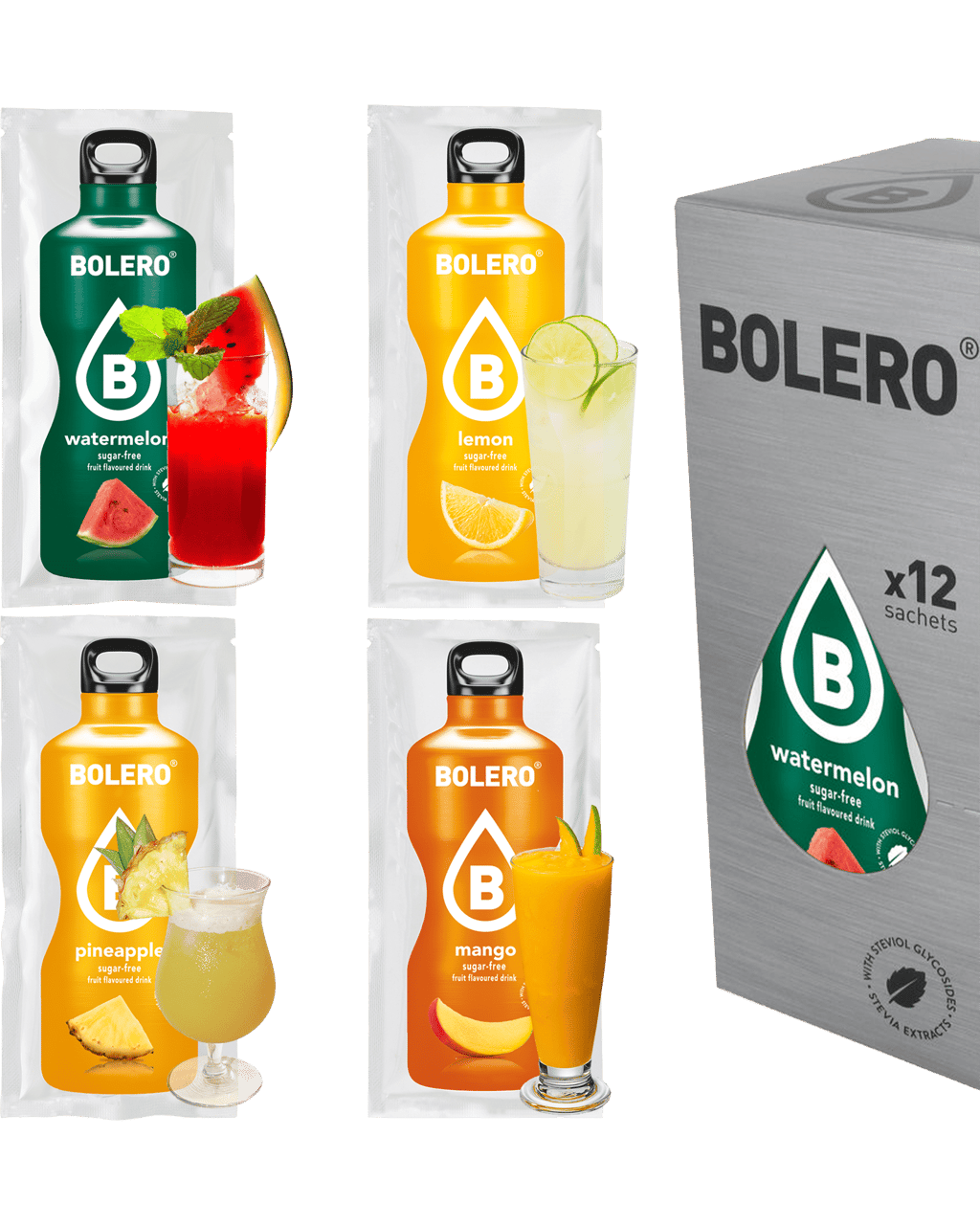 Buy Bolero Instant Soft Drinks, 12 Sachets, 4 Different Flavours, Sugar ...