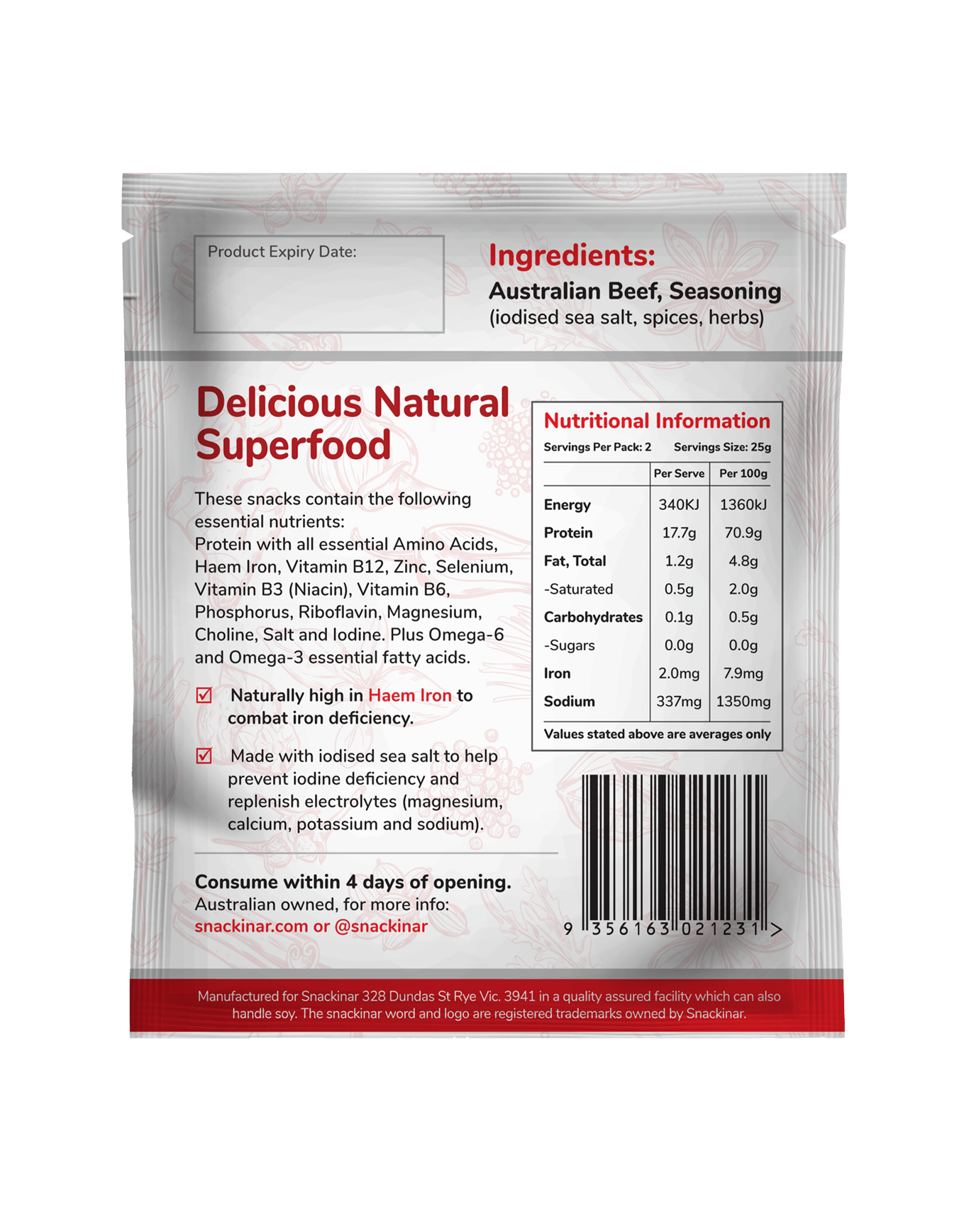 Buy Snackinar Spicy Flavour Beef Strips 50g Online @Lowest Price