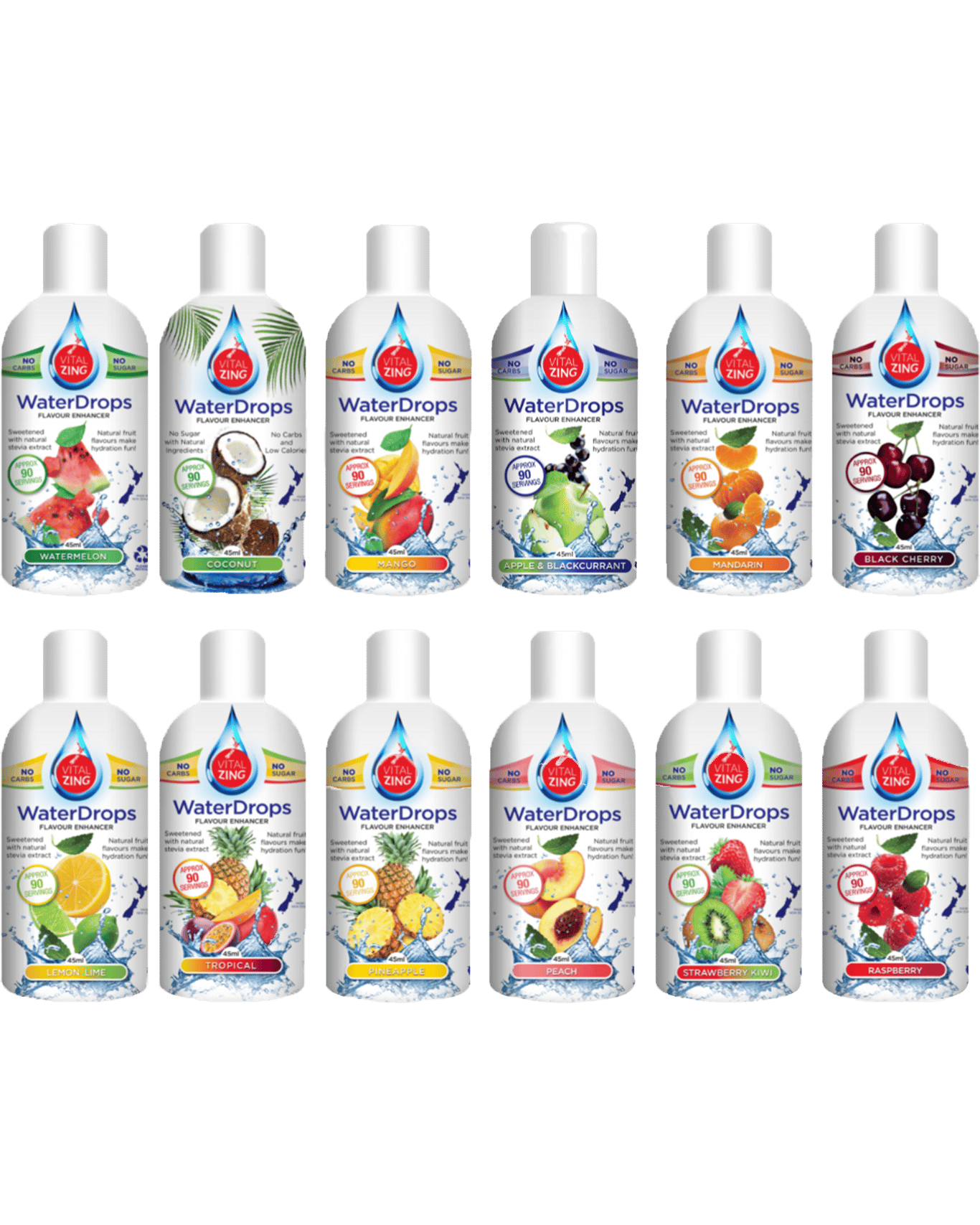 Buy Vital Zing Waterdrops Mix Flavour Pack (12 X 45ml) Online @Lowest Price