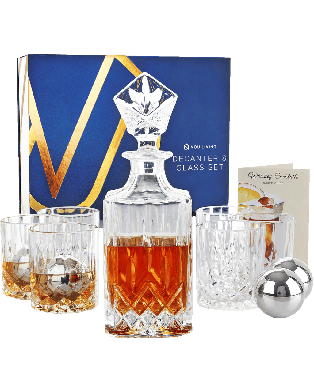 Buy Nou Living Elegance 11-piece Liquor Decanter Set With 6 Glasses And ...