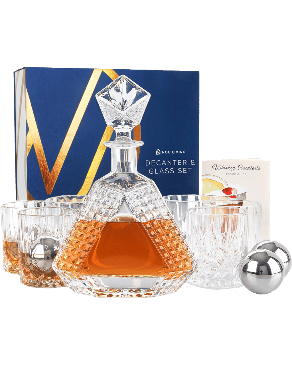 Buy Nou Living Royale 11-piece Liquor Decanter Set With 6 Glasses And 4 ...