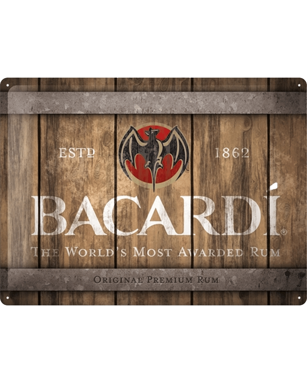 Buy Nostalgic Art Bacardi Wood Barrel Logo Large Metal Sign Home Wall ...