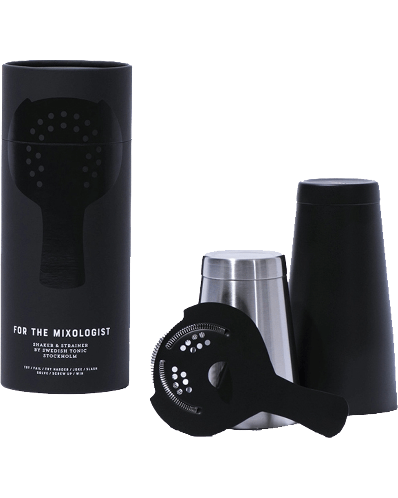 Buy For The Mixologist Cocktail Shaker & Strainer Set Matte Black ...