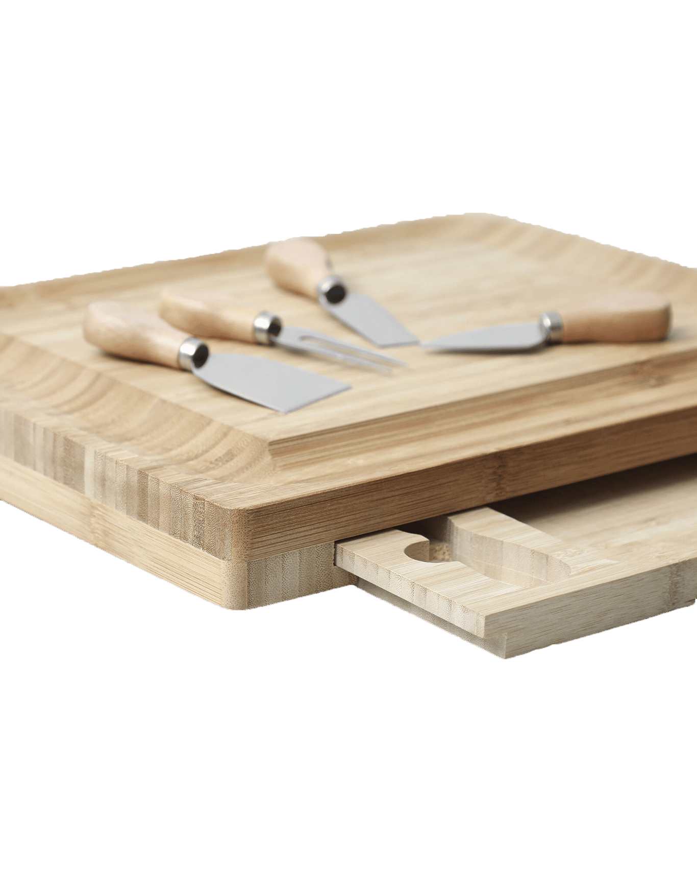 Cooper & Co Rectangle Bamboo Platter Cheese Board W/ Cheese Knives Set ...