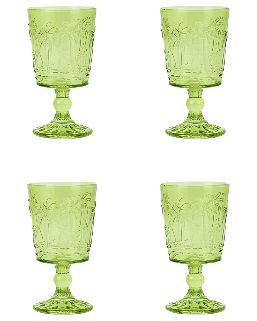 Buy Annabel Trends 4pc Goblet Glass Palm Tree Wine Cup Set Barware ...