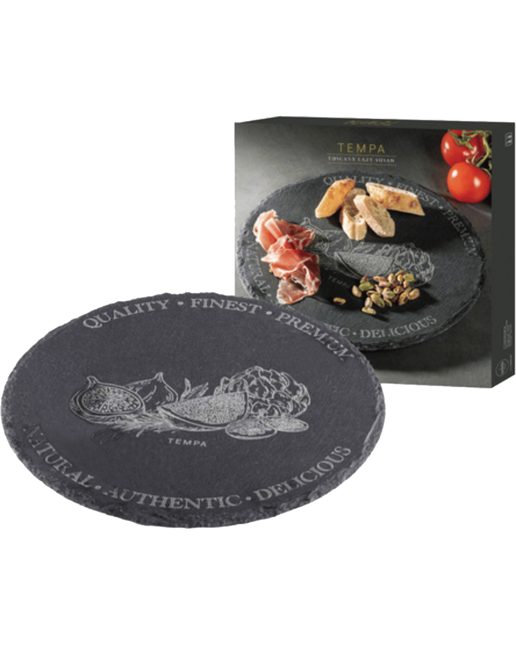 Buy Tempa Tuscany Food Serving Lazy Susan 30x30x2cm Slate Black Kitchen ...