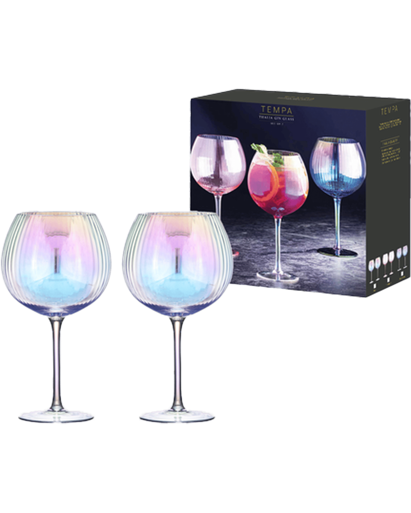Buy Tempa Thalia Crystal Gin Glass Drinking Cocktail Glasses Set Opal ...