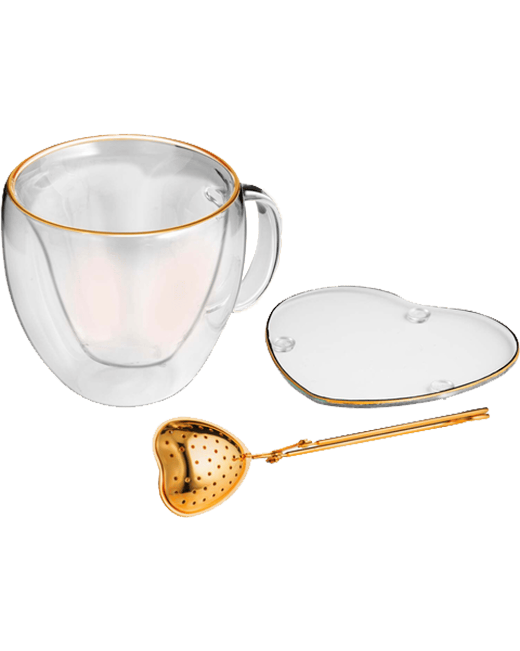 Buy Tempa Amour Gold Rim Heart Tea Drinking Cup/infuser/saucer Clear ...
