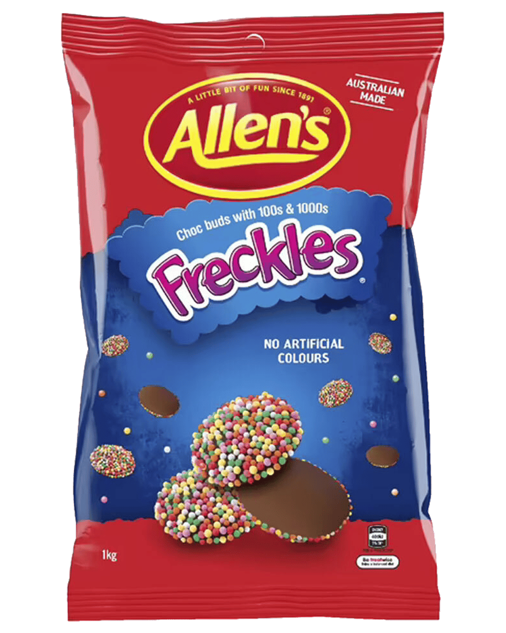 Buy Allen's 1kg Freckles Creamy Hundreds & Thousands Chocolate Crunch ...