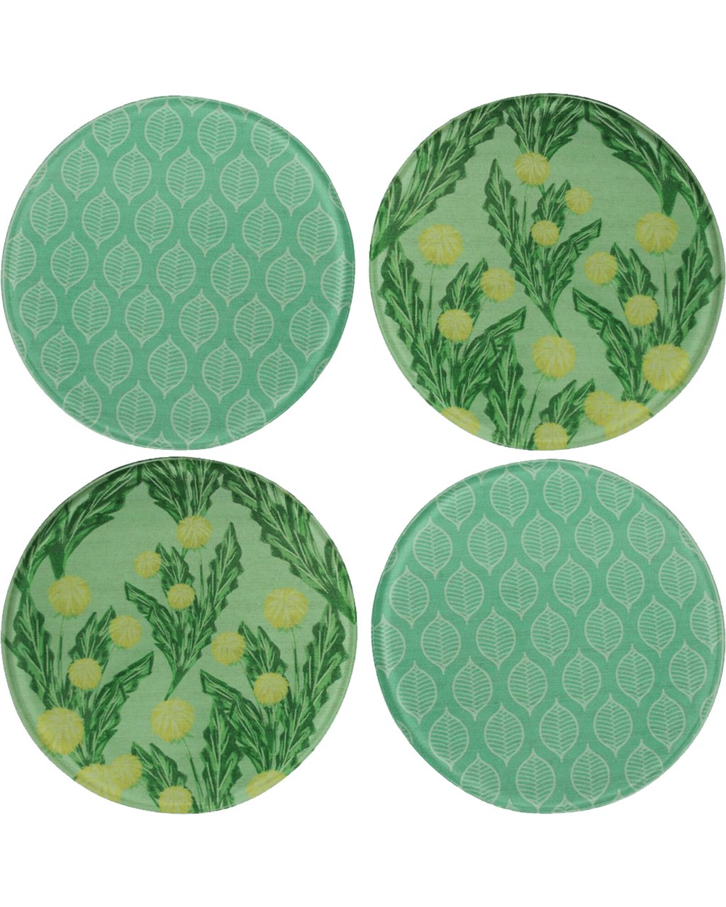 Buy Lvd Tempered Glass Coasters Dandelion Home/kitchen Decor Green ...