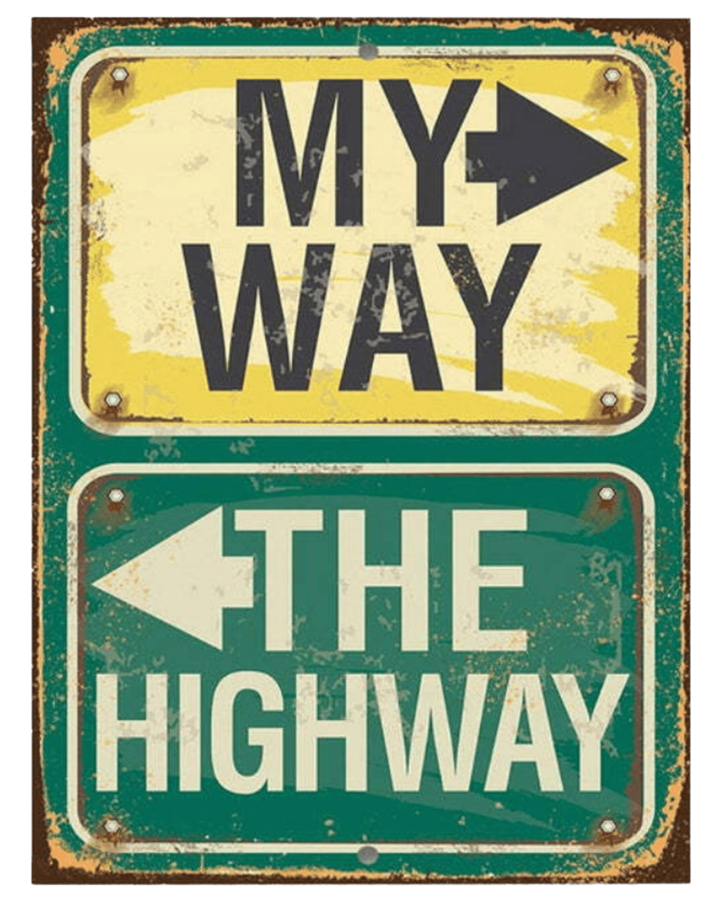 Men's Republic Retro Man Cave Vintage Style Metal Sign My Way Highway ...