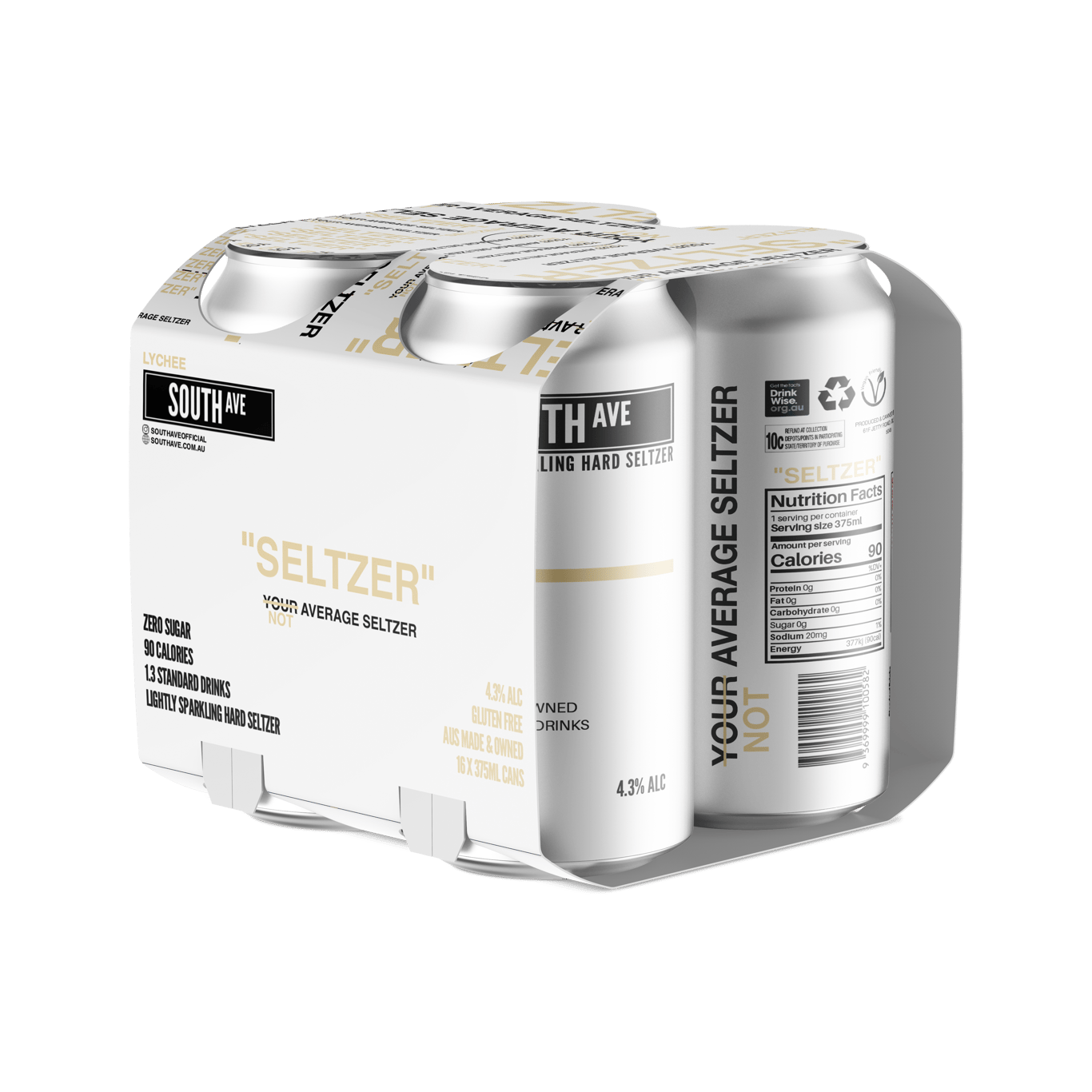 Buy South Ave Seltzer Lychee 375ml Online (Lowest Price Guarantee ...