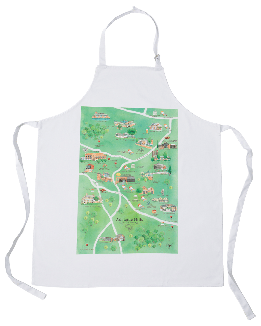 Buy Palatable Tea Towels Adelaide Hills Wine Region Map Apron & 2 Tea ...