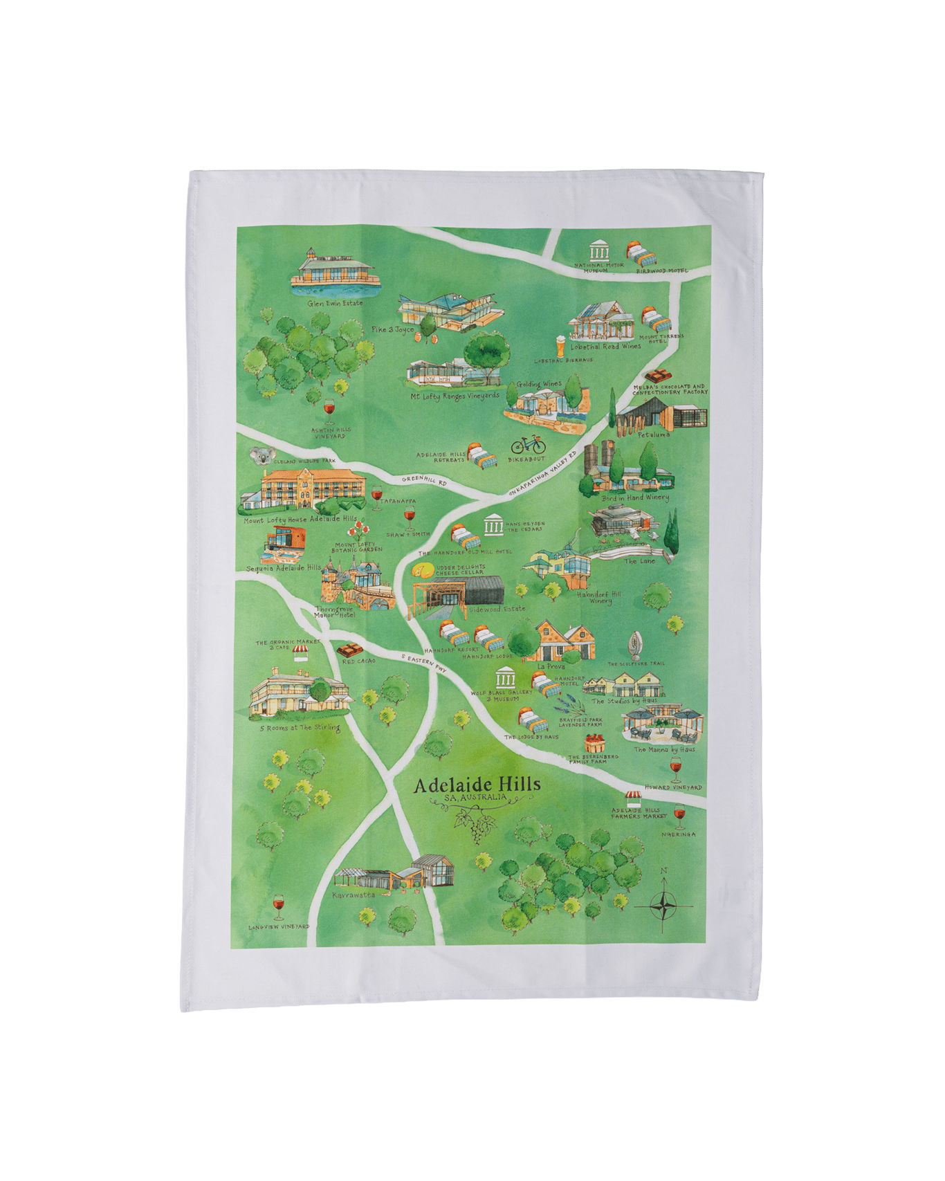 Buy Palatable Tea Towels Adelaide Hills Wine Region Map Apron & 2 Tea ...