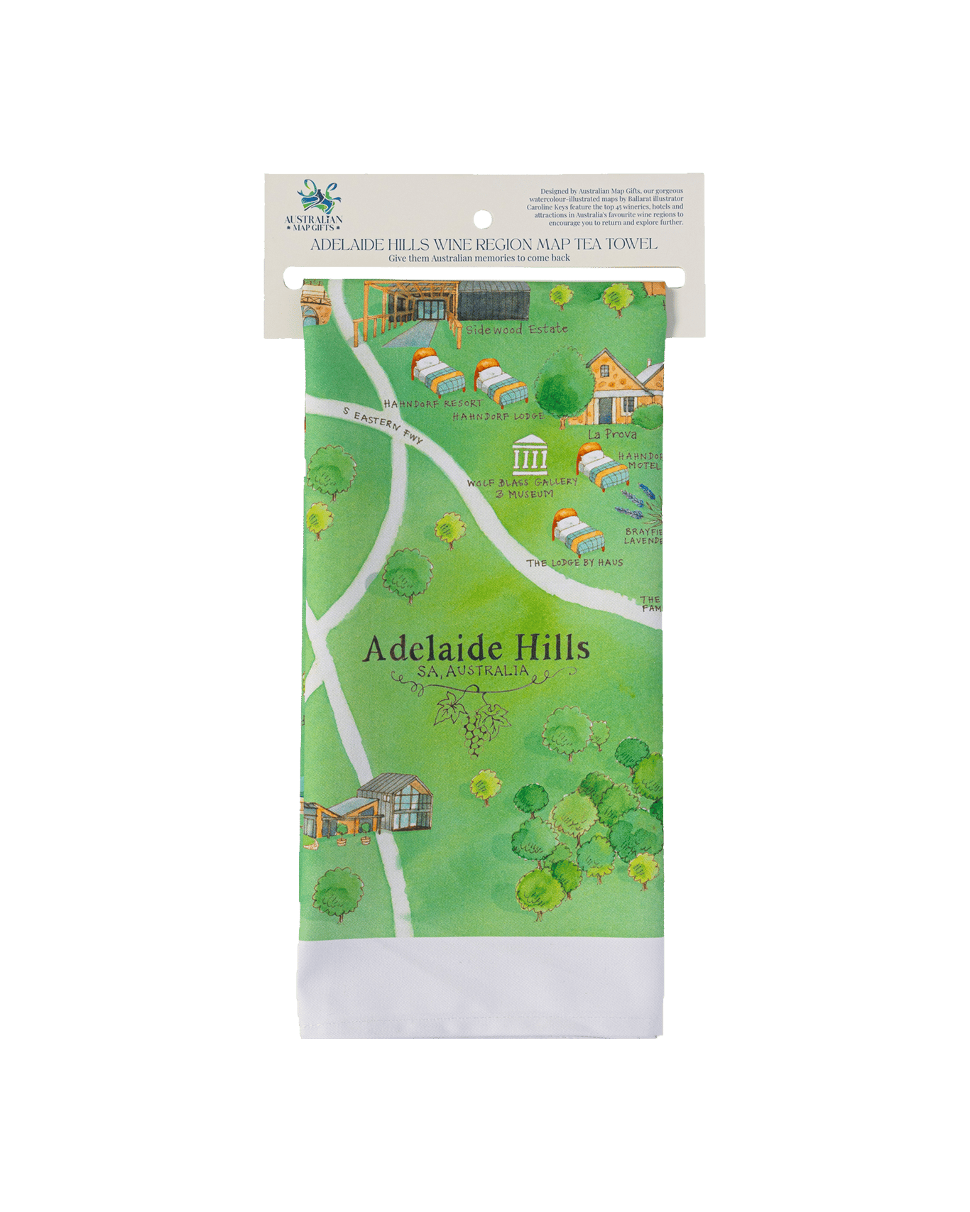 Buy Palatable Tea Towels Adelaide Hills Wine Region Map Apron & 2 Tea ...