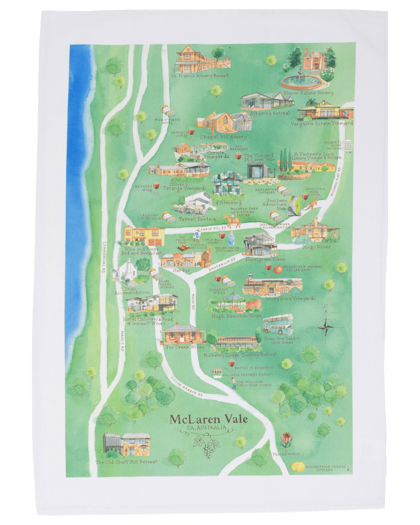 Buy Australian Map Gifts Mclaren Vale Wine Region Map Apron & 2 Tea ...