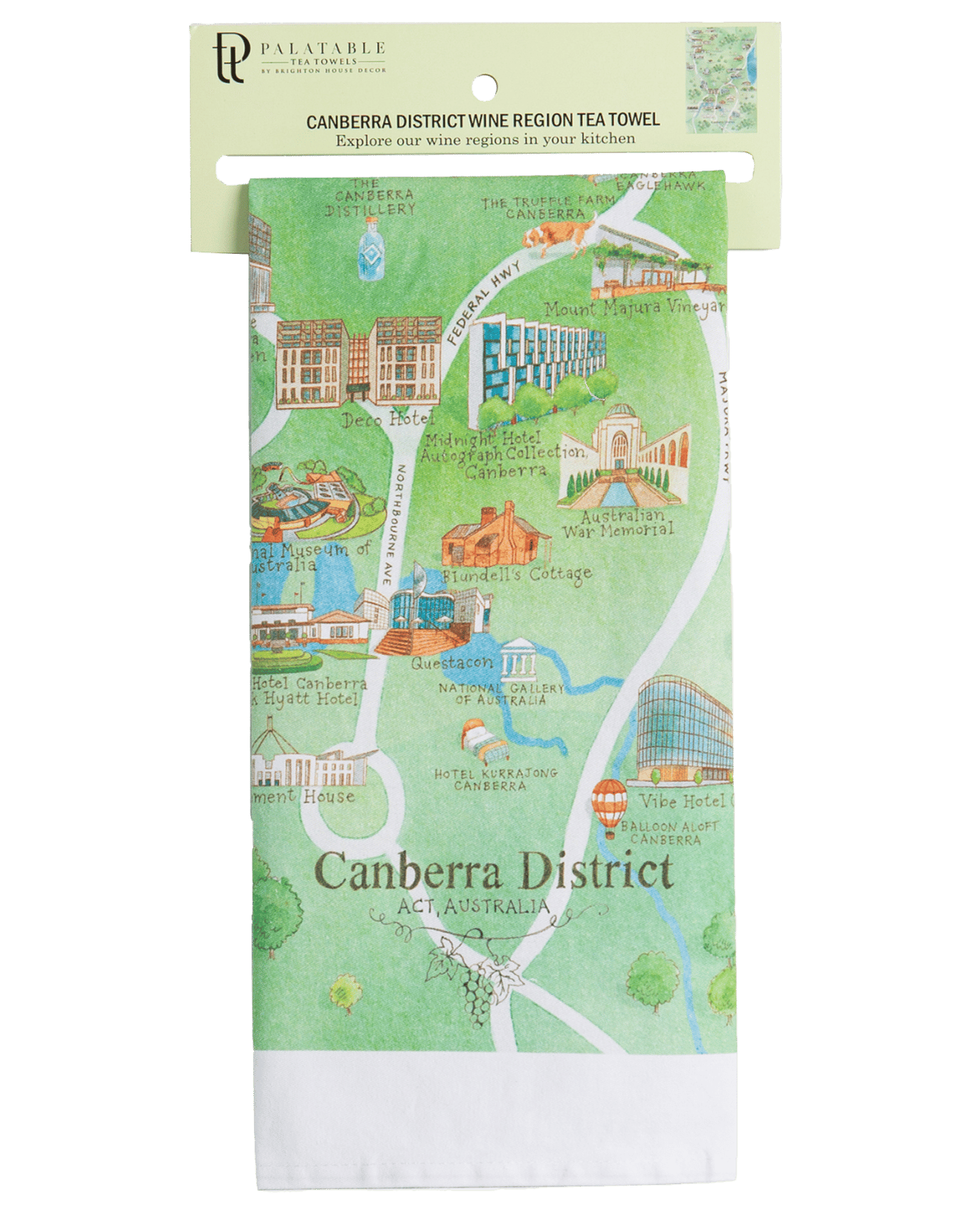 Buy Palatable Tea Towels Canberra District Wine Region Map Tea Towels ...