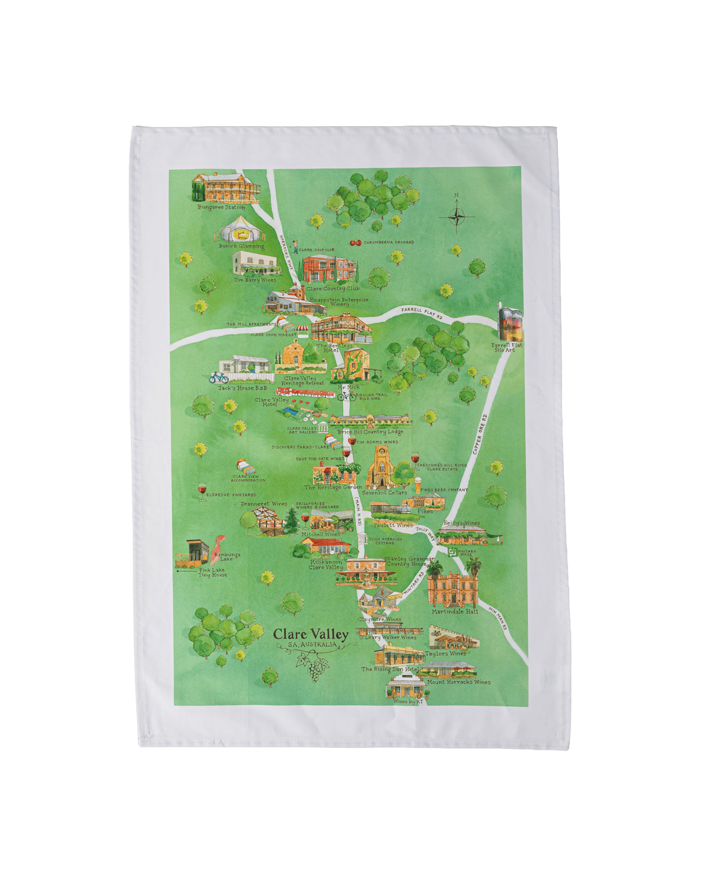 Buy Australian Map Gifts Clare Valley Wine Region Map Tea Towel Set Of ...