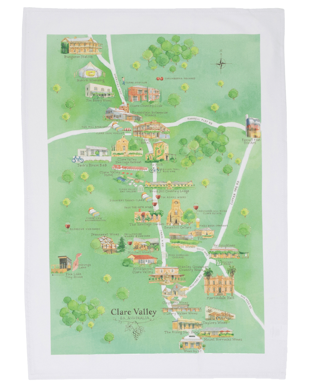 Buy Palatable Tea Towels Clare Valley Wine Region Map Tea Towels Set Of ...