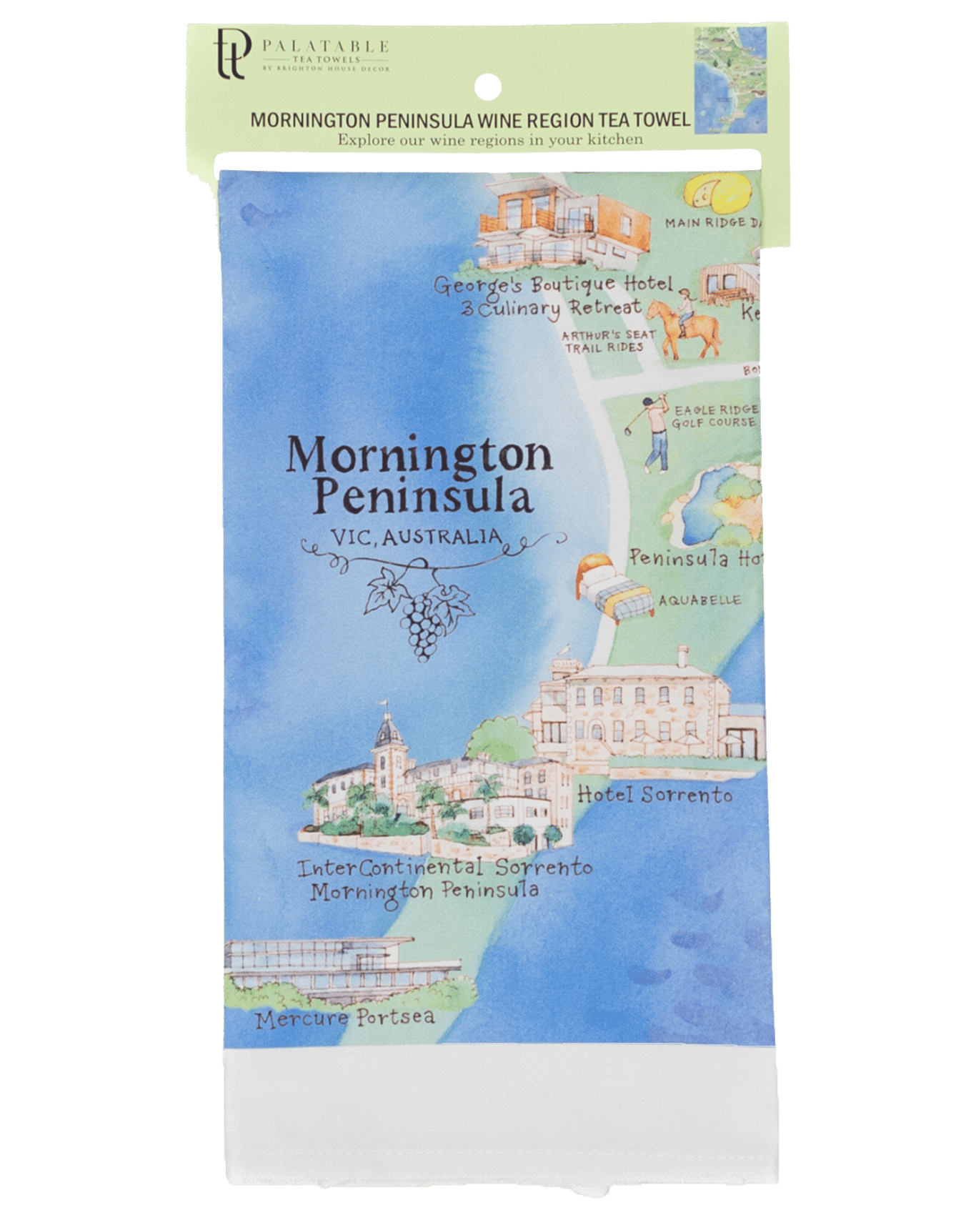 Buy Palatable Tea Towels Mornington Peninsula Wine Region Map 1.0 Tea ...