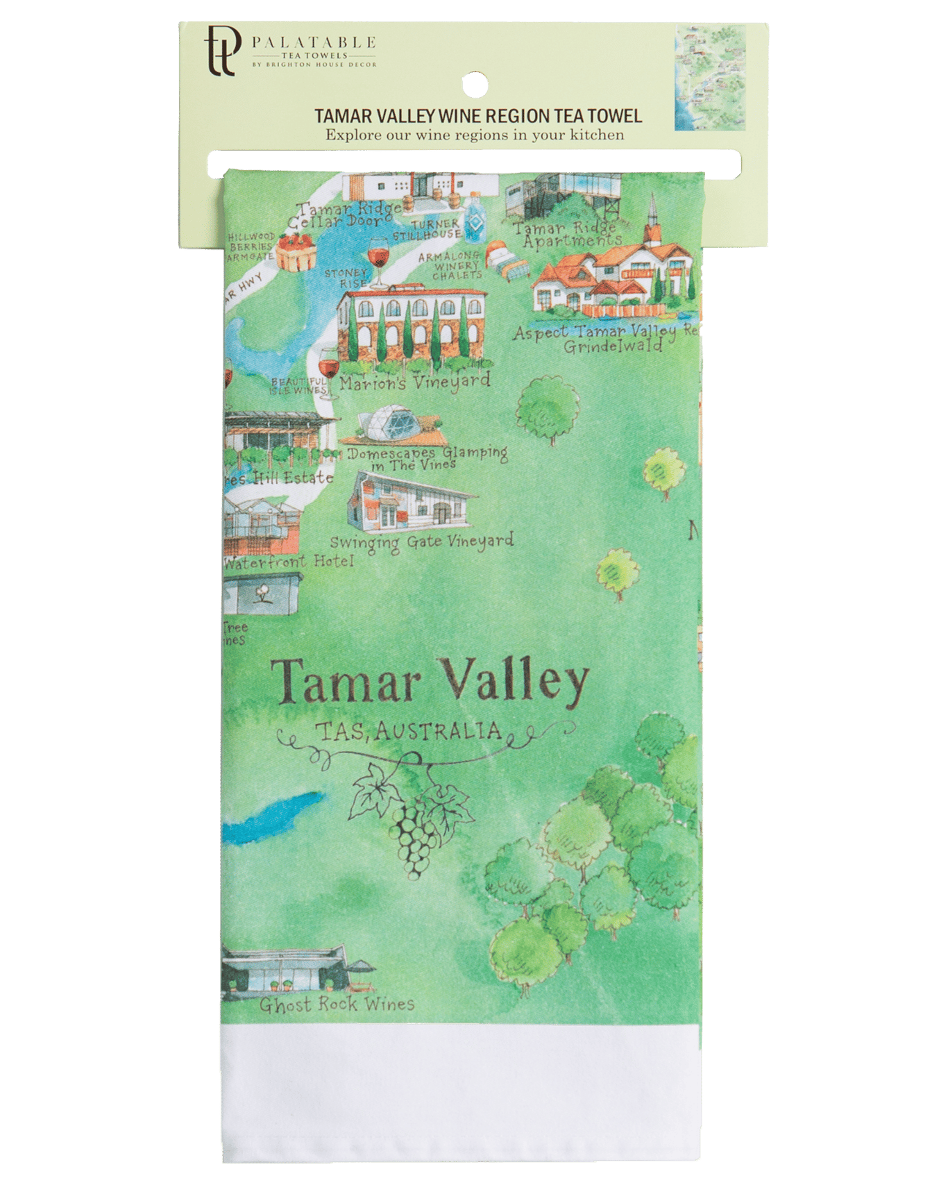 Buy Palatable Tea Towels Tamar Valley Wine Region Map Tea Towels Set Of ...