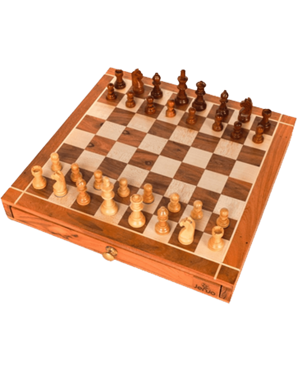 Buy Jenjo Games Portable Carved Sheesham Chess And Checker Board Set ...