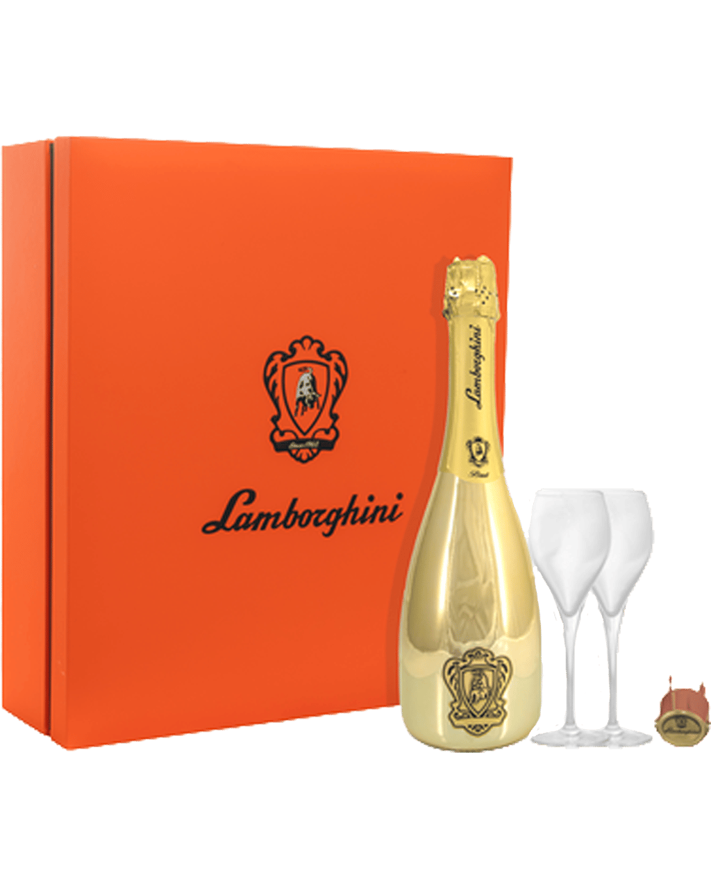 Buy Lamborghini Wine Luxe Fashion Gift Pack Gold Brut, Two Logo Glasses ...