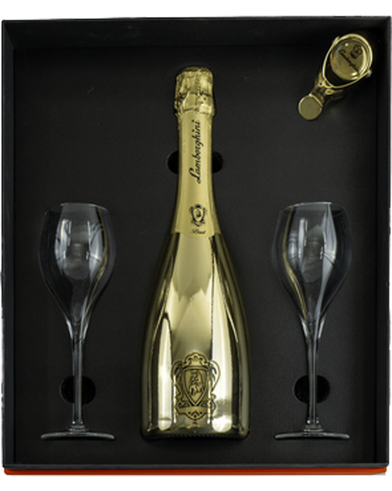 Buy Lamborghini Wine Luxe Fashion Gift Pack Gold Brut, Two Logo Glasses ...