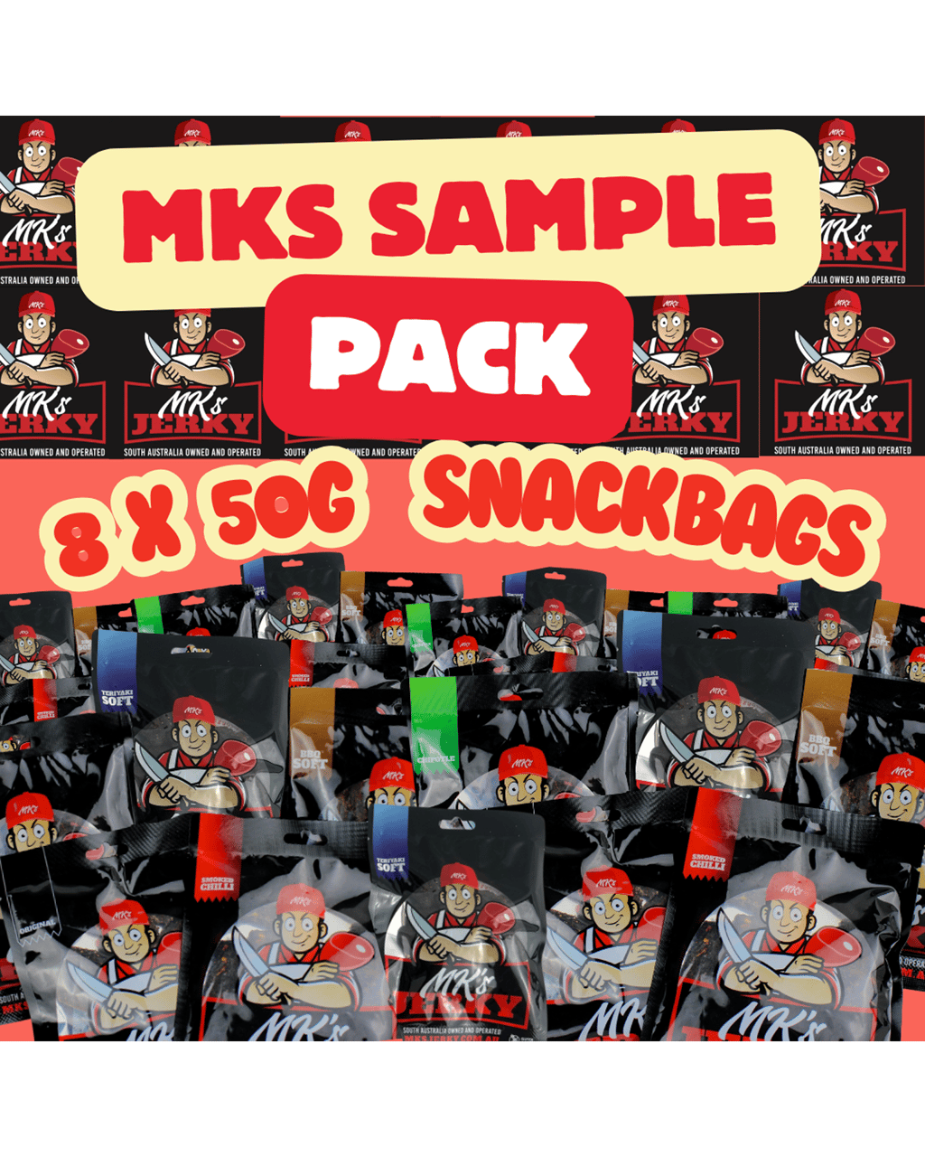 Buy Mk's Jerky Sampler Box Includes Popular Flavours Pack 50g Online ...