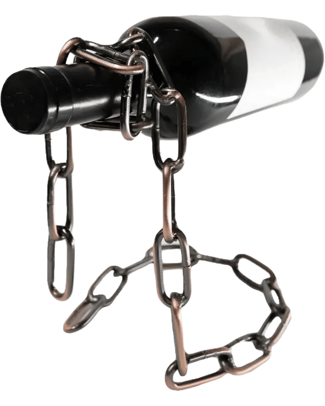 Buy Solkatt Designs Metal Chain Link Wine Bottle Holder Copper Online ...