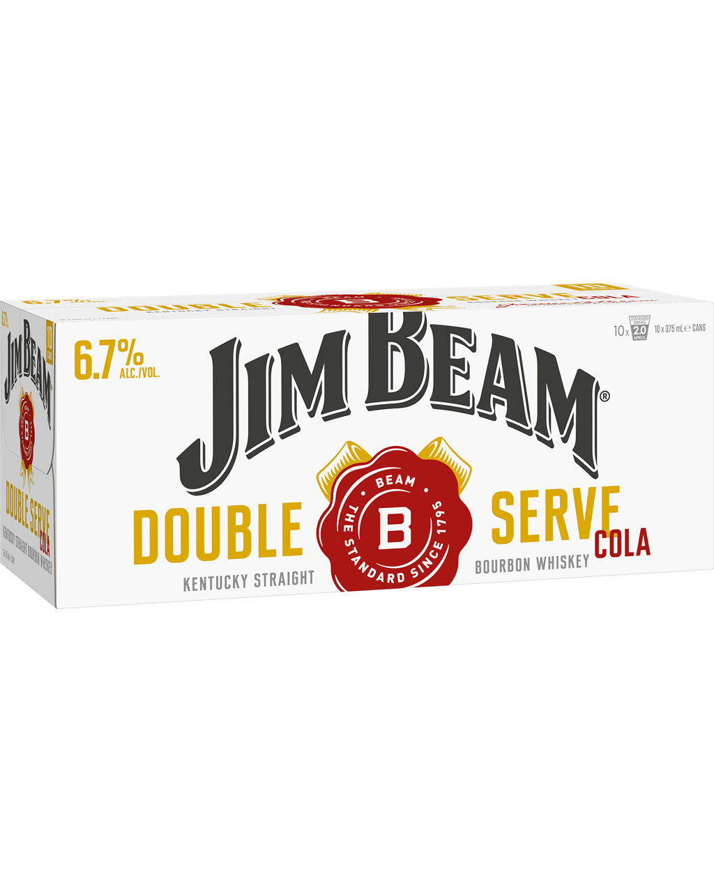 Buy Jim Beam White Double Serve Bourbon & Cola 6.7% Cans 10 Pack 375ml ...